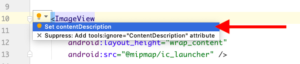 【Android Studio】contentDescription属性のWarning解消方法｜Code for Fun