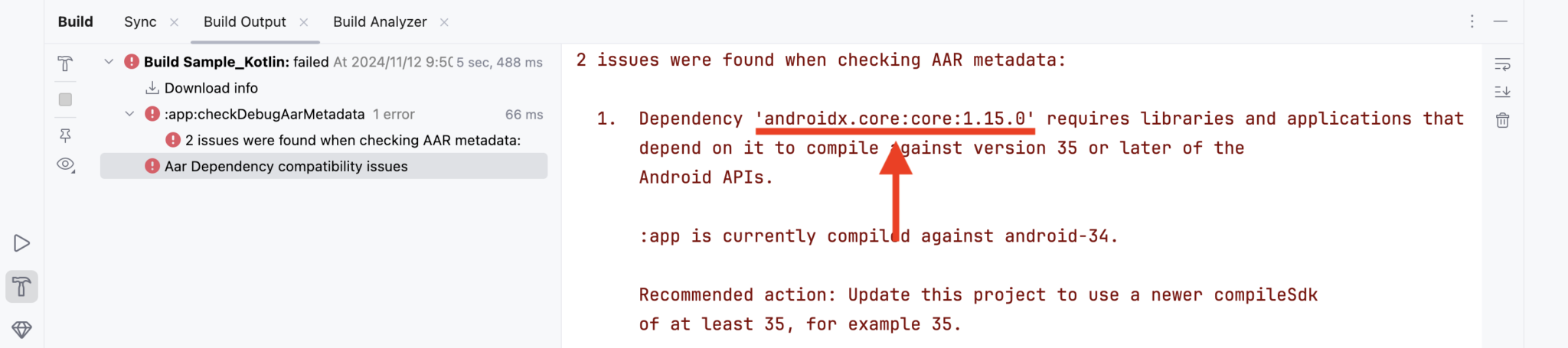 【Android Studio】An issue was found when checking AAR metadata~でアプリが実行できない場合の対処法｜Code for Fun